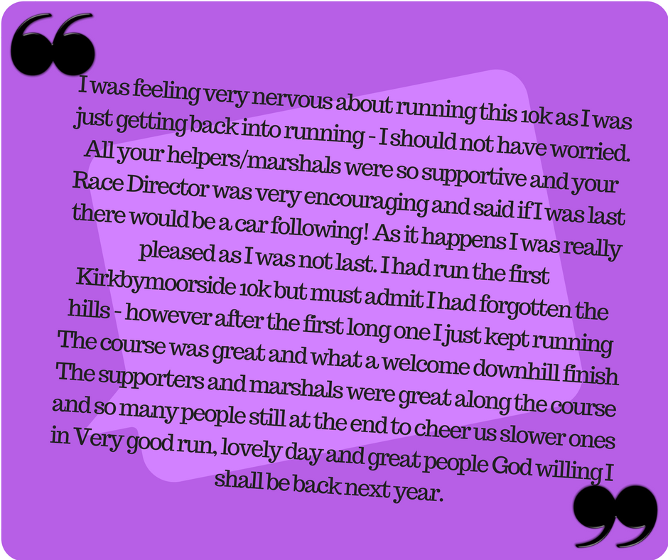 Feedback – Kirkbymoorside 10k